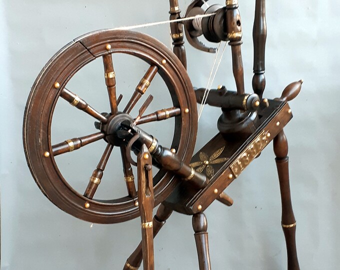 Antique Unique Working Spinning Wheel With Encrustations and - Etsy