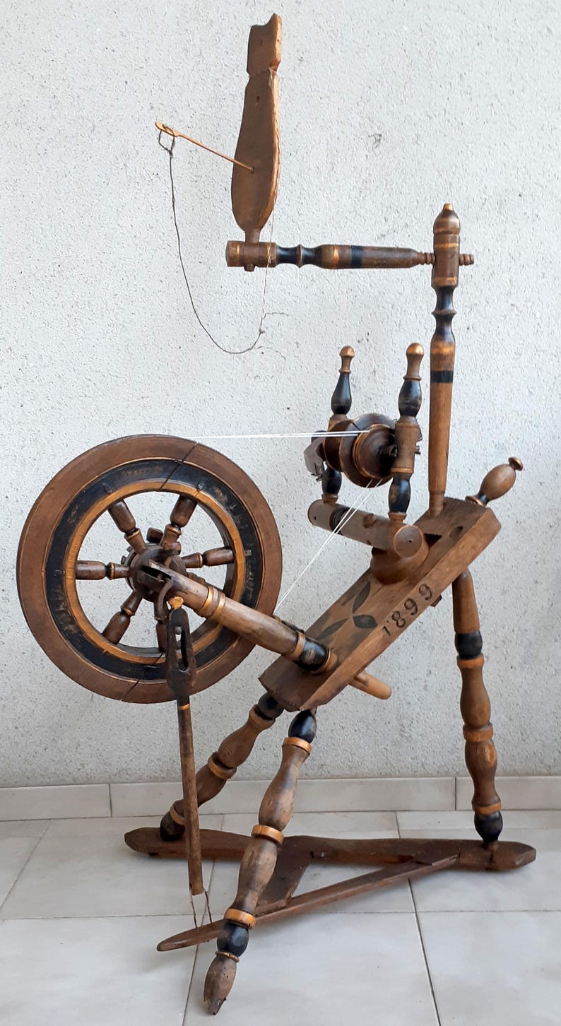 Antique Unique Working Spinning Wheels is Complete / Dated 1899 - Etsy