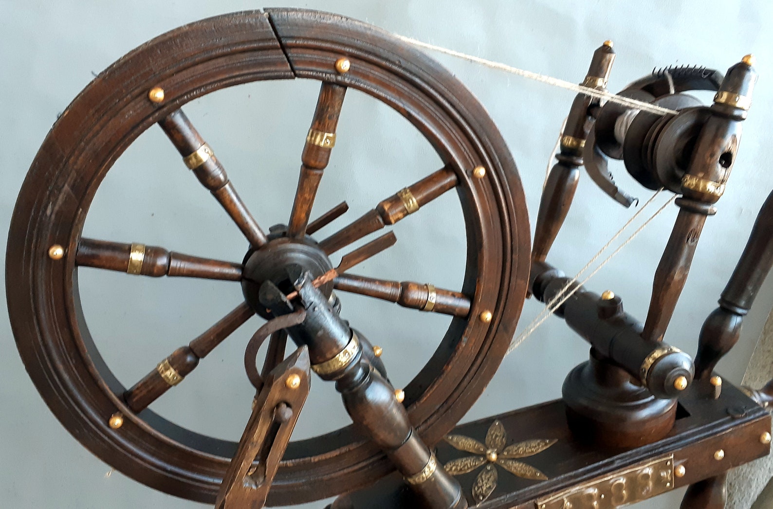 Antique Unique Working Spinning Wheel With Encrustations and | Etsy