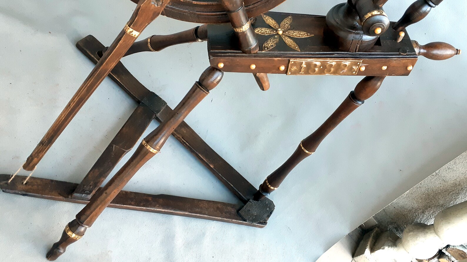 Antique Unique Working Spinning Wheel With Encrustations and | Etsy