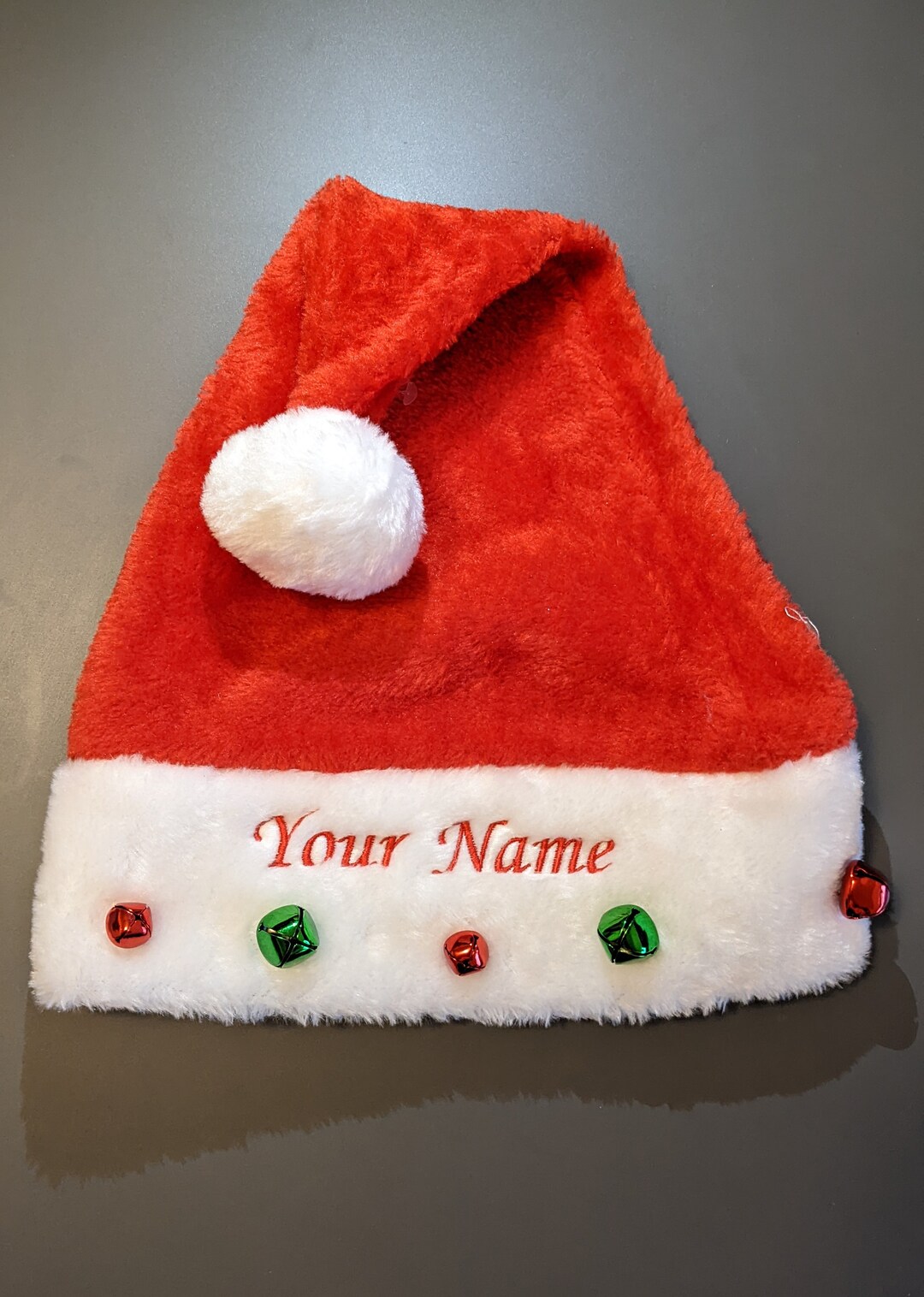 Deluxe Santa Hat With Bells, and Custom Name or Text Embroidered - Etsy