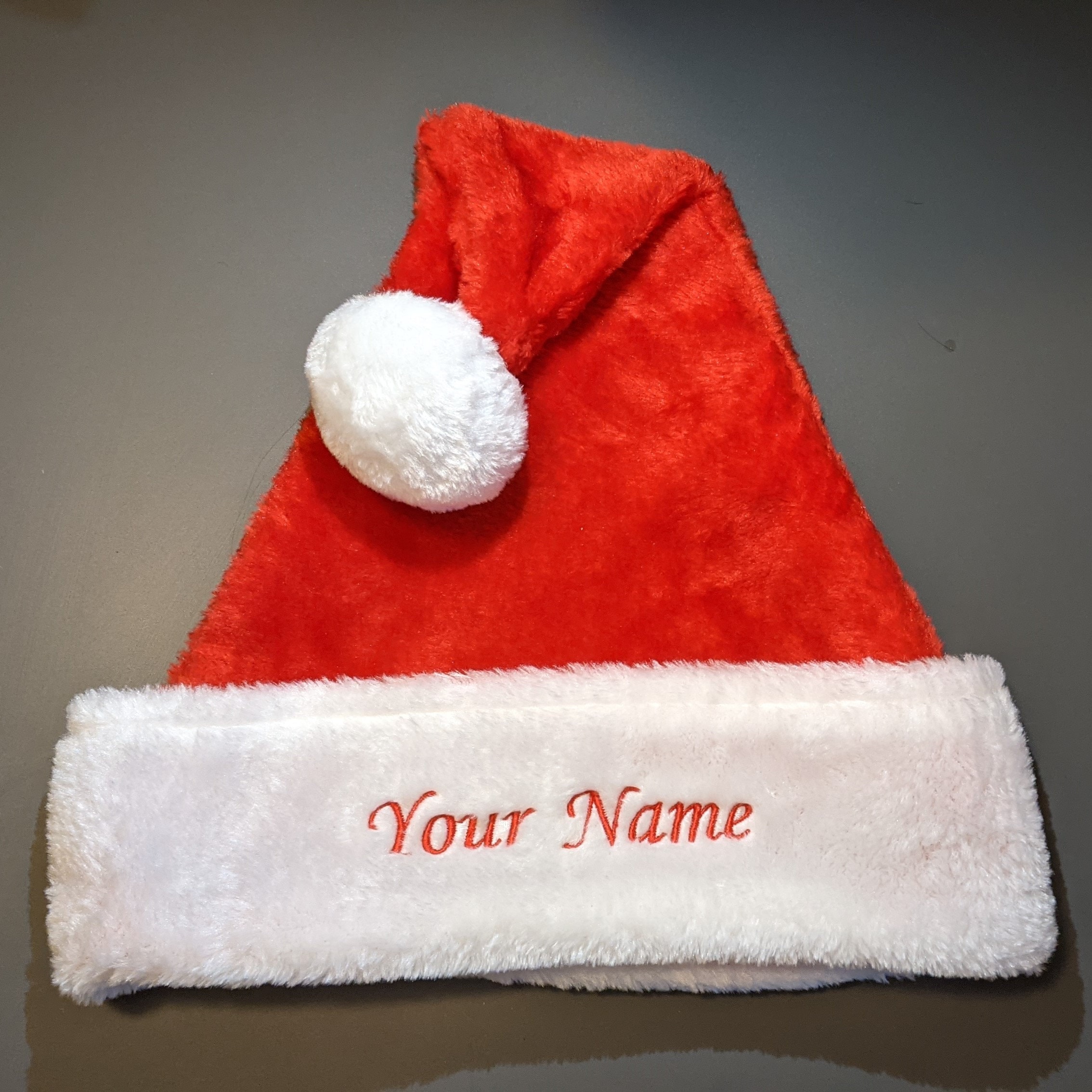 Christmas Plush Santa Hat With Custom Name or Text Embroidered - Etsy