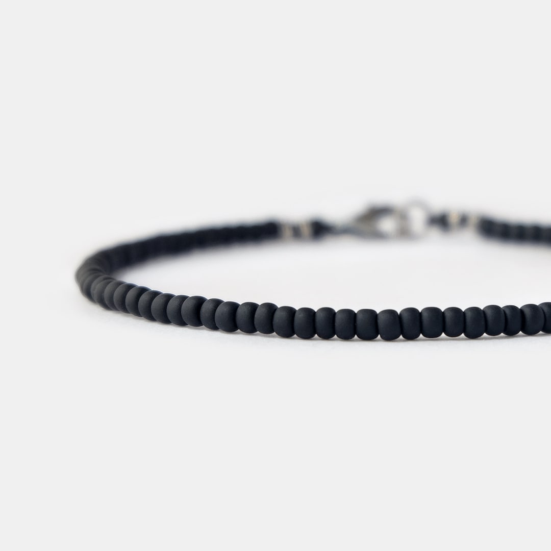 Minimalist Black Mens Bracelet Classic Bracelet Beaded - Etsy