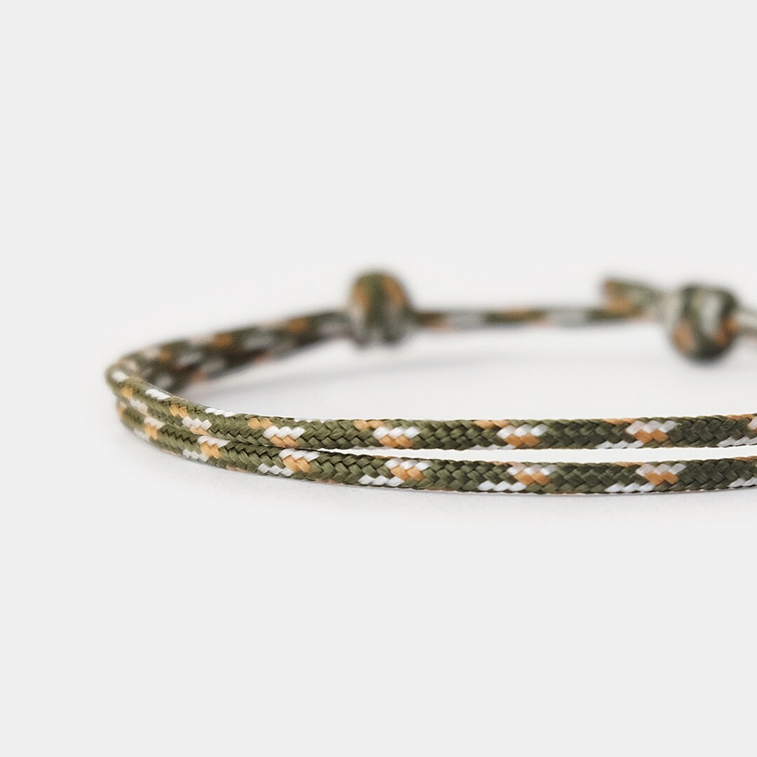 Khaki Green Rope Bracelet for Men: Adjustable Surfer Cord - Etsy