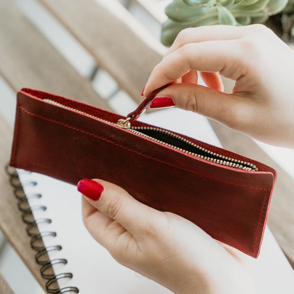 Leather Zipper Case - Etsy