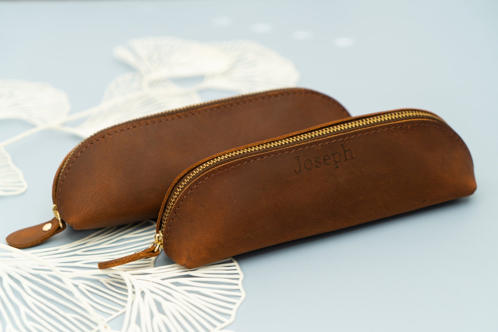 Custom Leather Pencil Case. Personalized Pencil Organizer. Monogrammed ...