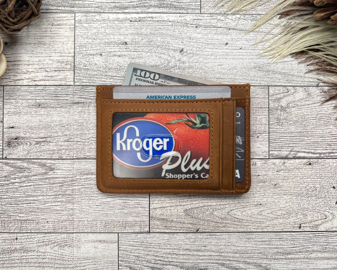 Slim Wallet With ID Window, Minimalist Wallet, Anniversary Gift for Men ...