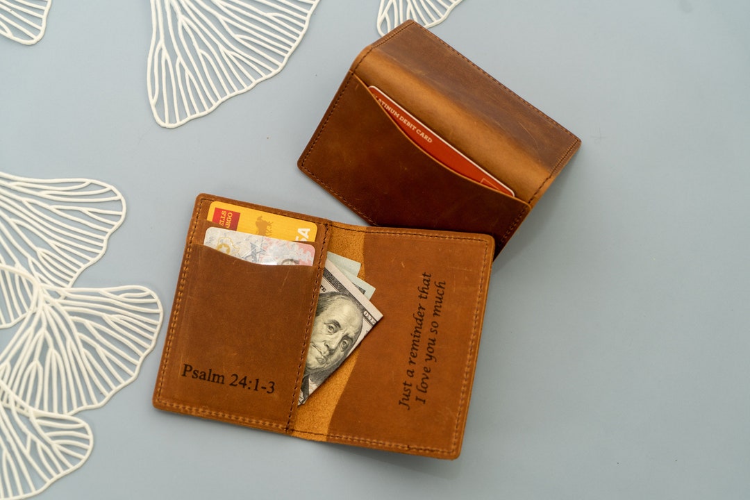 Minimalist Leather Card Sleeve. Slim Card Wallet. Personalized Wallet ...