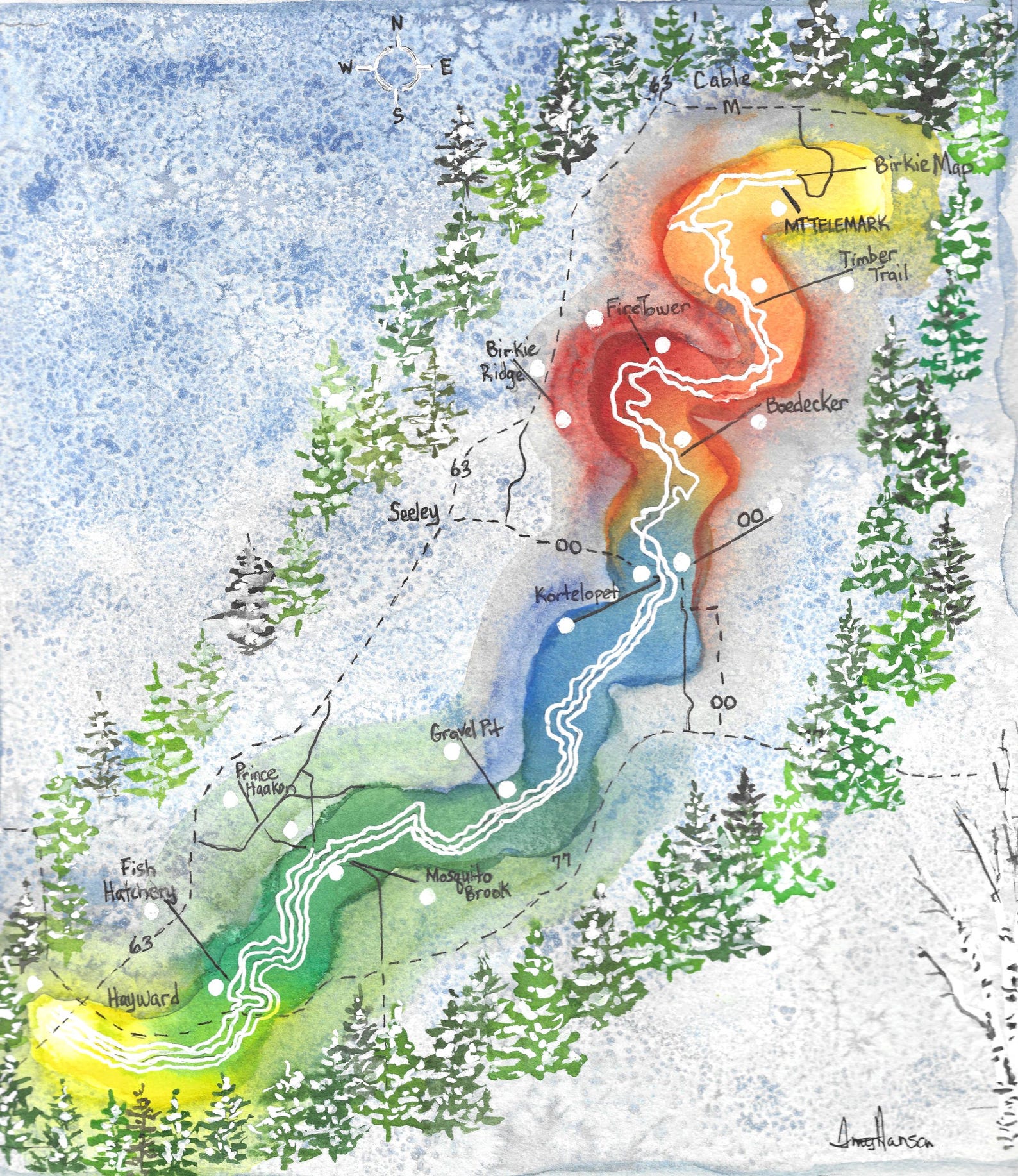 Birkie Trail Map - Etsy