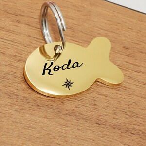 Personalized Fish Cat ID Tag • Engraved Stainless Steel Pet Name Tag - Etsy