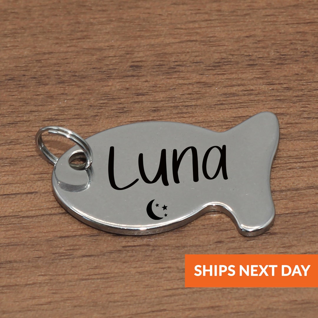 Fish Cat Tag, Stainless Steel Personalized Pet ID Tag - Etsy
