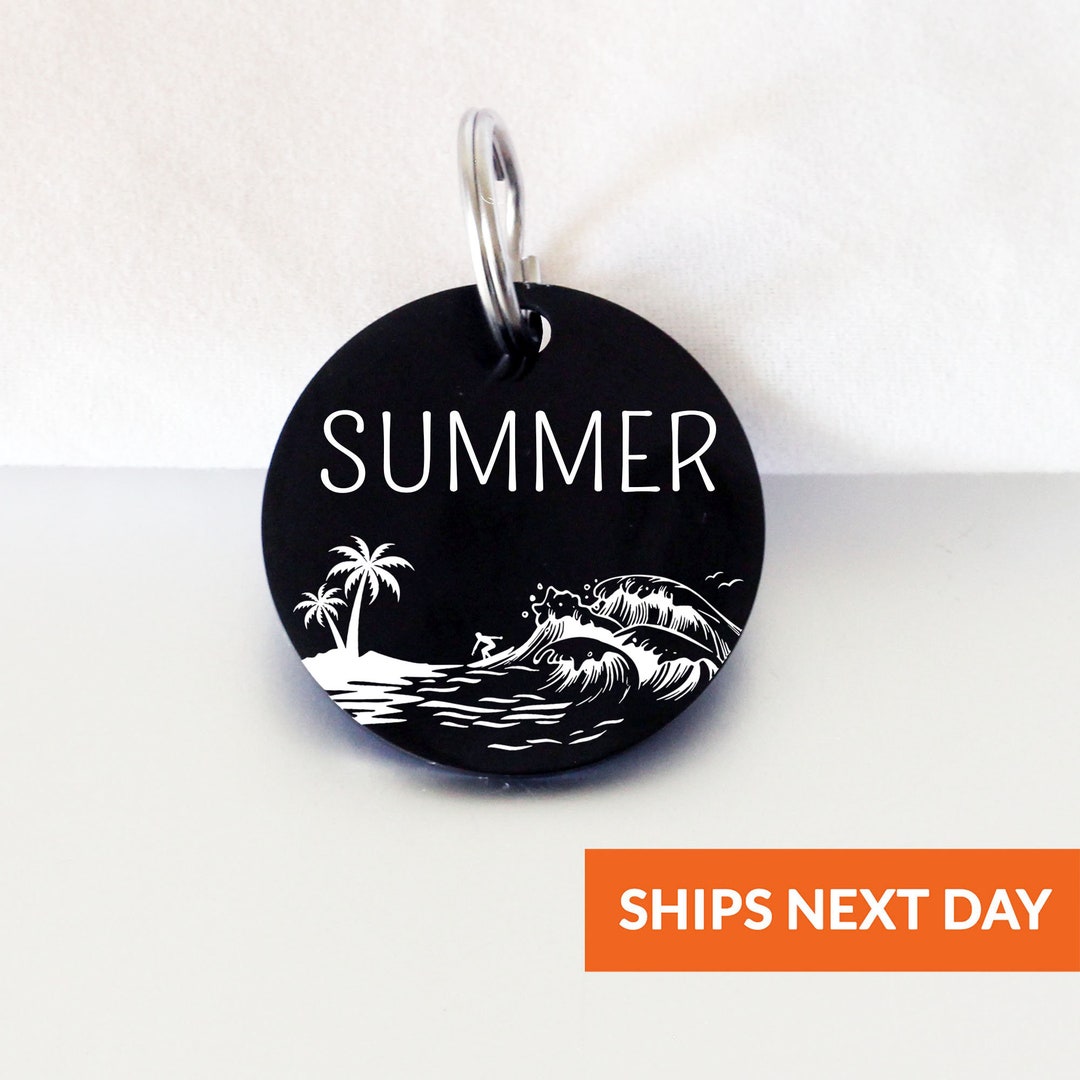 Dog Tag • Beach Dog Tag • Palm Tree Tag • Personalized Dog Tag • Dog ID ...