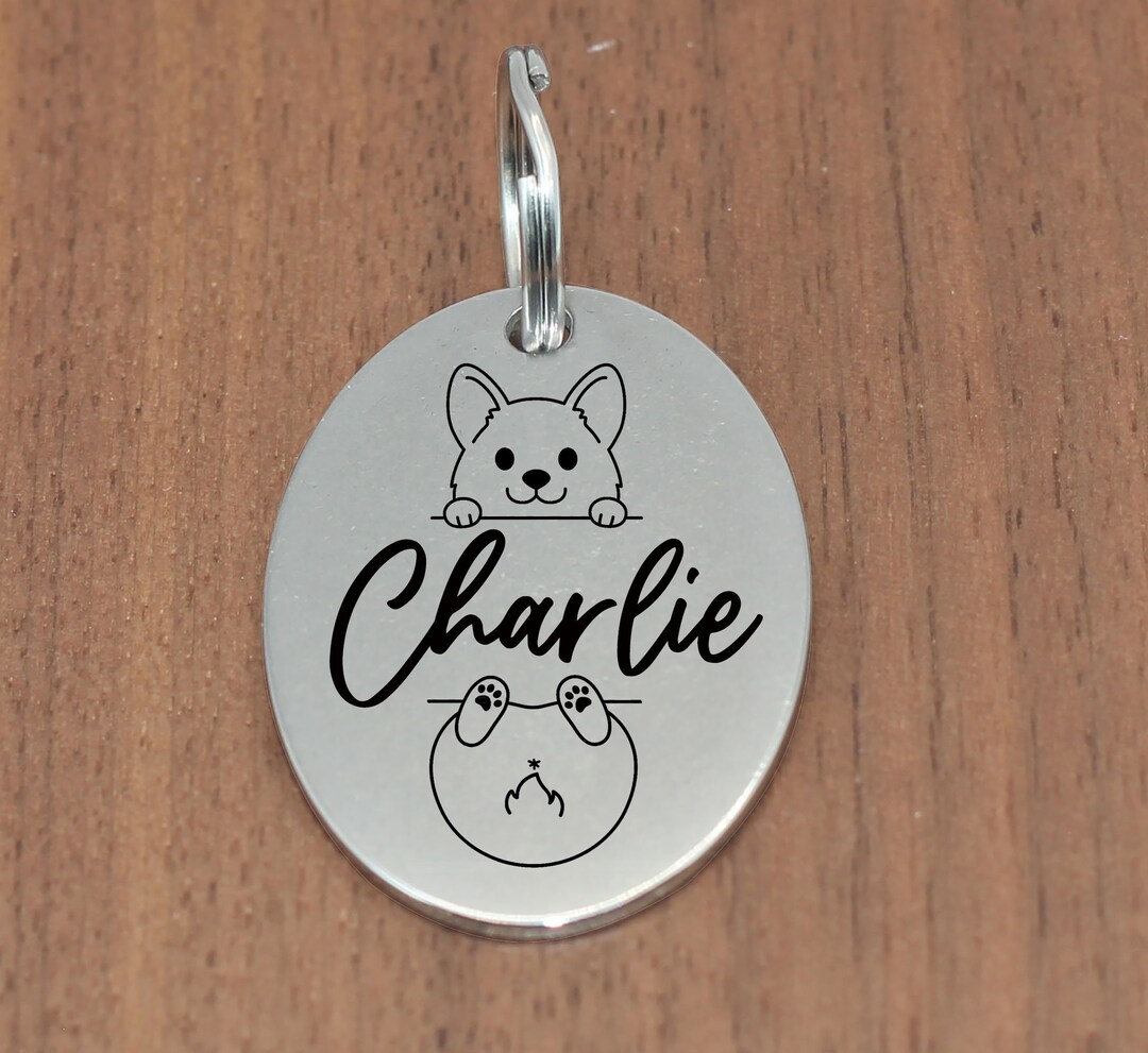 Corgi Butt Dog Tag, Engraved Corgi Butt Dog ID Tag,corgi Pet ID Tag for ...