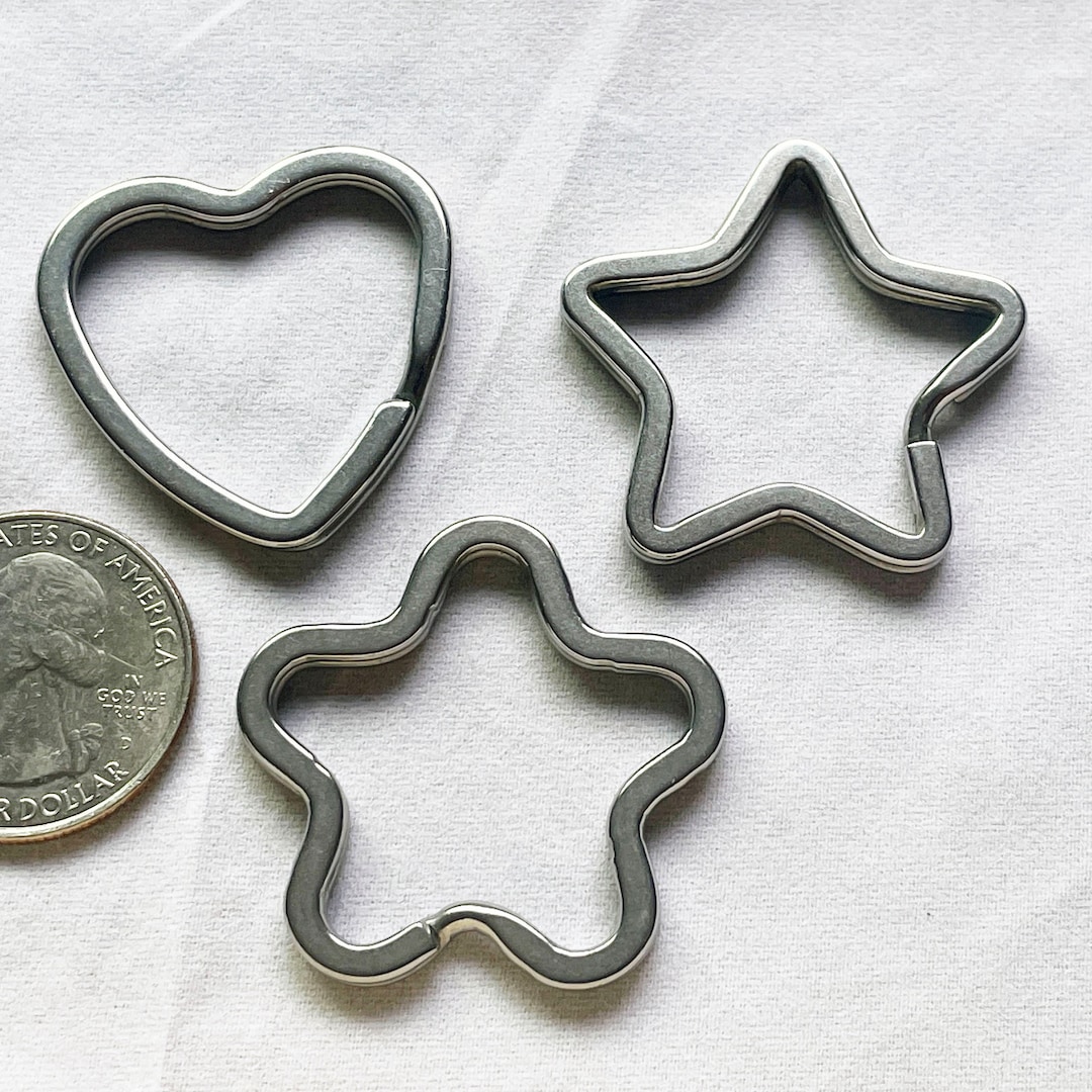 Heart Split Ring, Star Split Ring, Flower Split Ring, Silver High Duty Stainless Steel Split ...