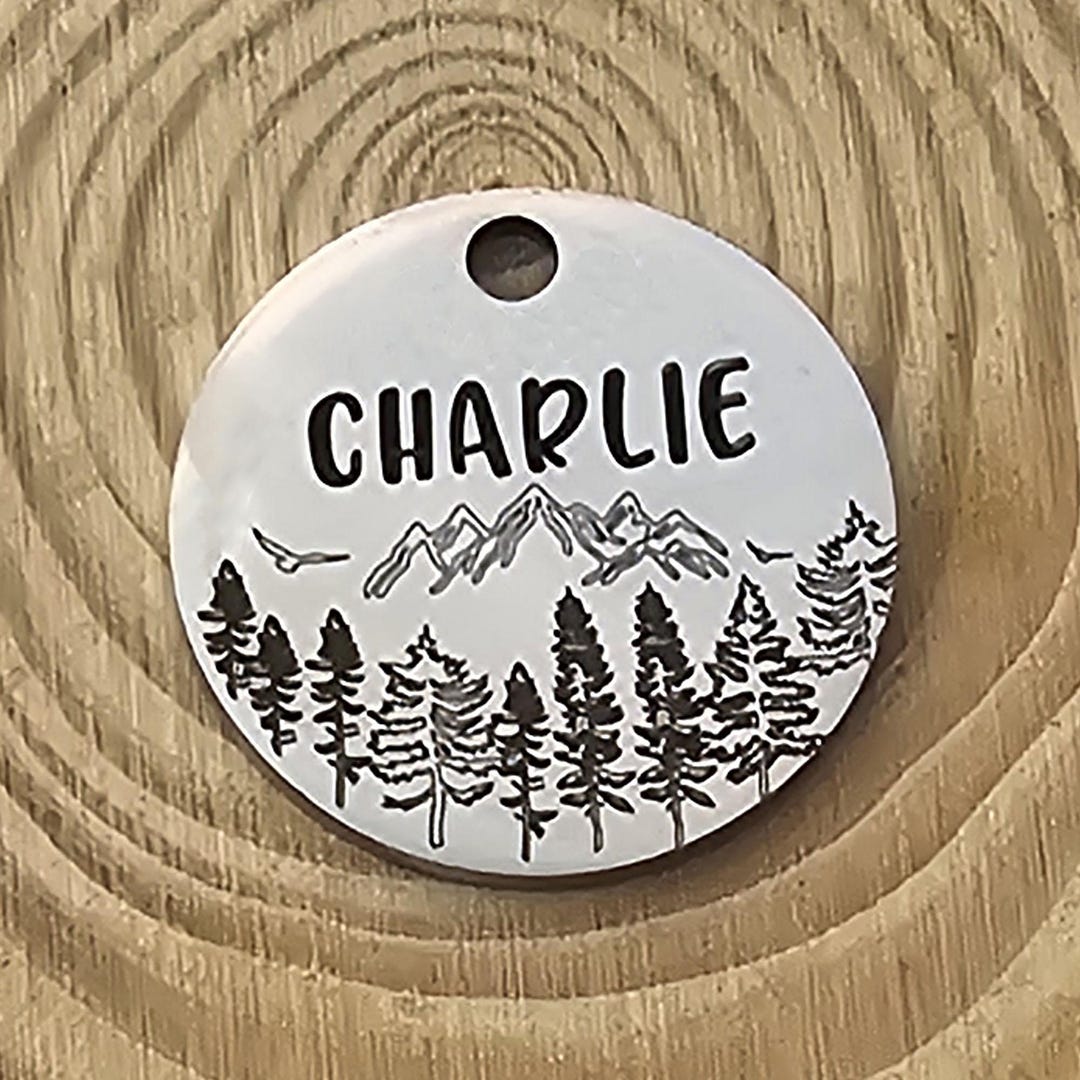 Mountain Trees Pet ID Tag: Personalized Adventure Dog Collar Tag - Etsy