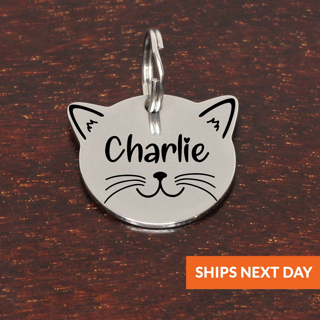 Cat Tag • Cat ID Tag • Cat Face Tag • Personalized Cat Tag • Customized ...