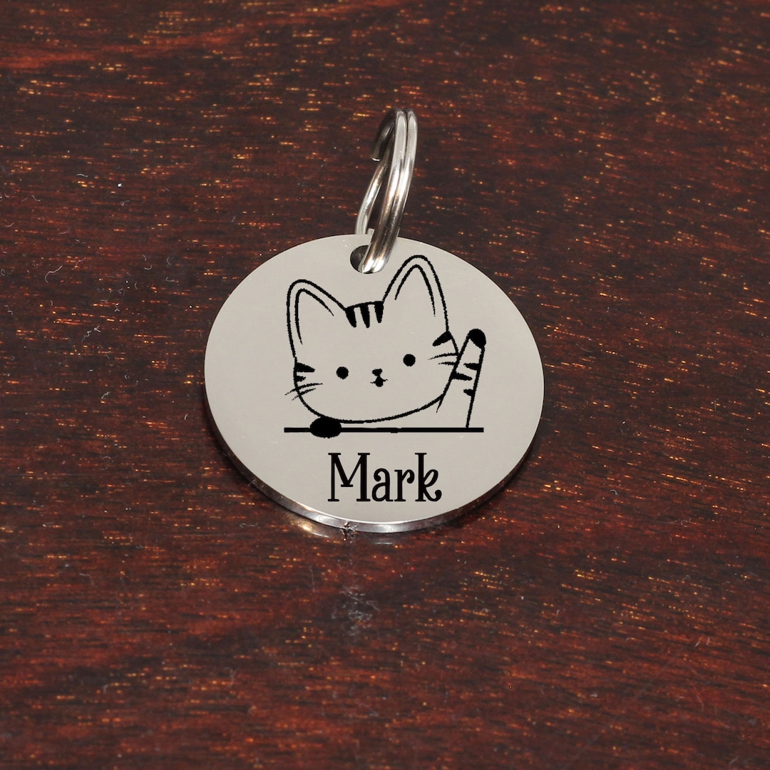 Cat ID Tag ,tiny Cat Name Tag, Cat Tags, Kitten Tags, Laser Engraved ...