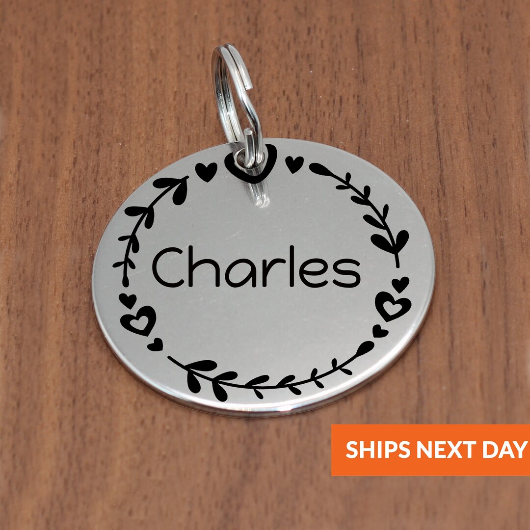 Dog Tag Round Dog ID Tag Personalized Dog Tag Custom Dog Tag Dog Collar ...