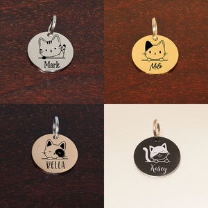 Cat ID Tag ,tiny Cat Name Tag, Cat Tags, Kitten Tags, Laser Engraved ...