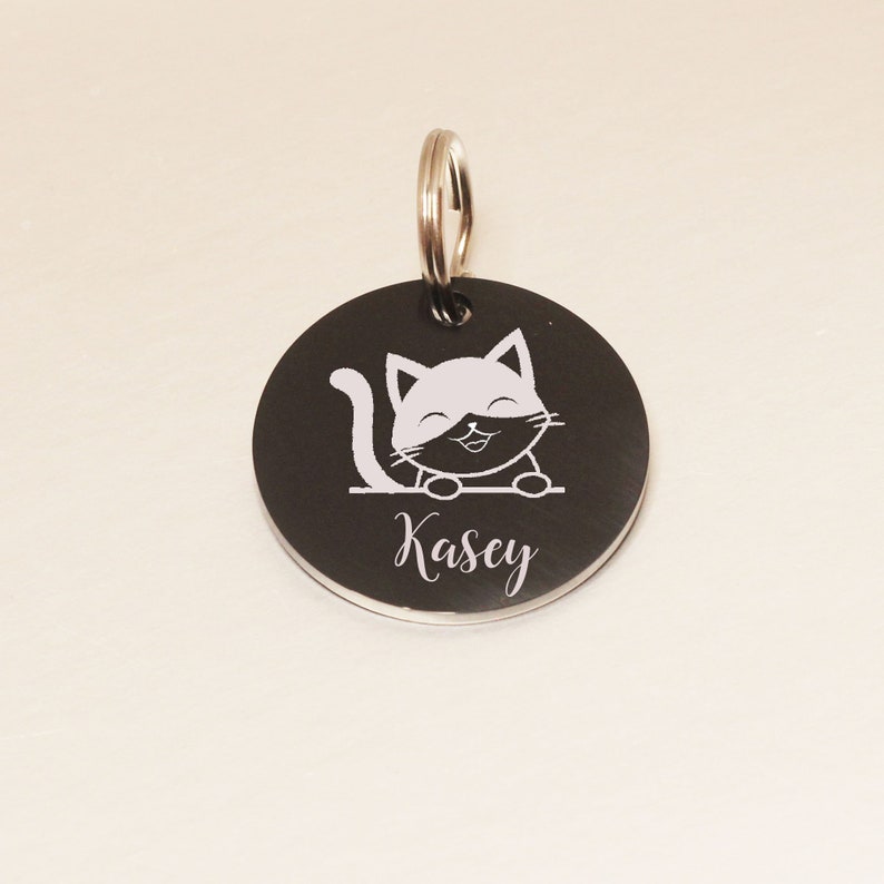 Cat ID Tag tiny Cat Name Tag Cat Tags Kitten Tags Laser - Etsy