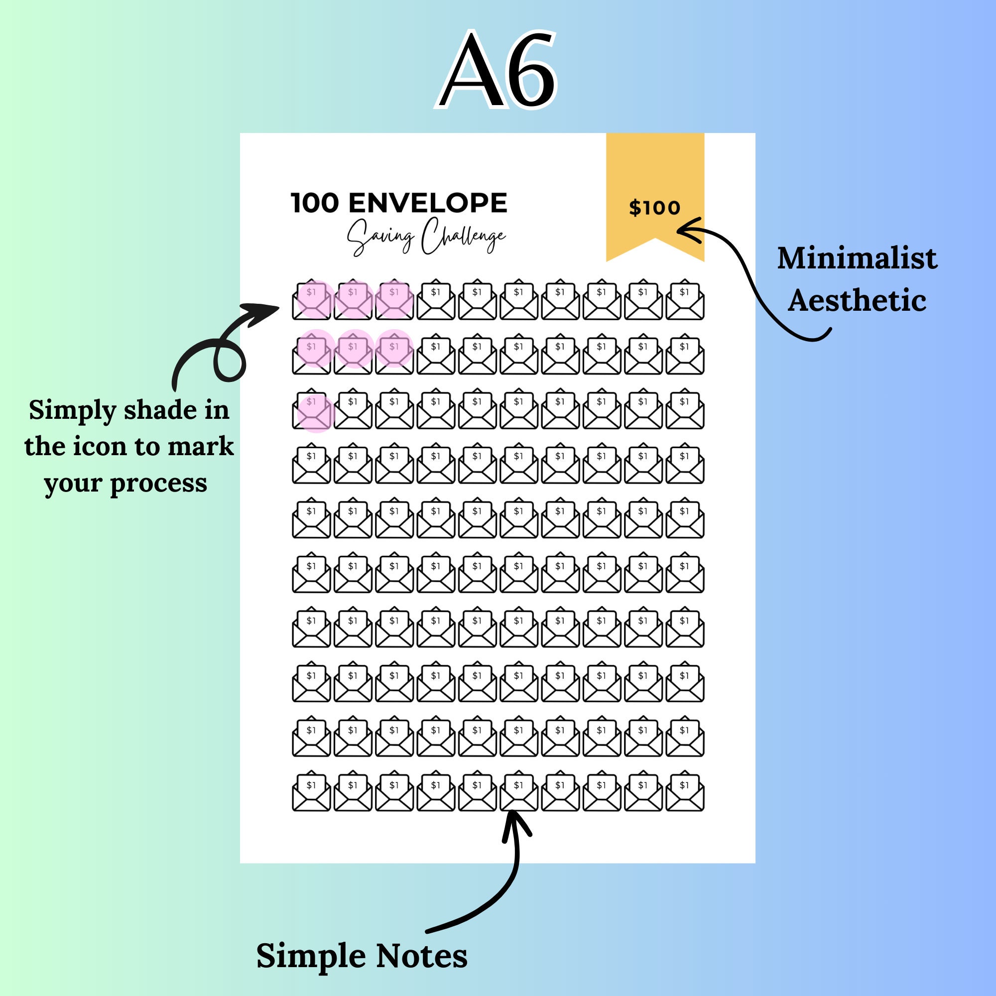 Ultimate Printable Savings Challenge-a6 Sized Printable Envelope ...