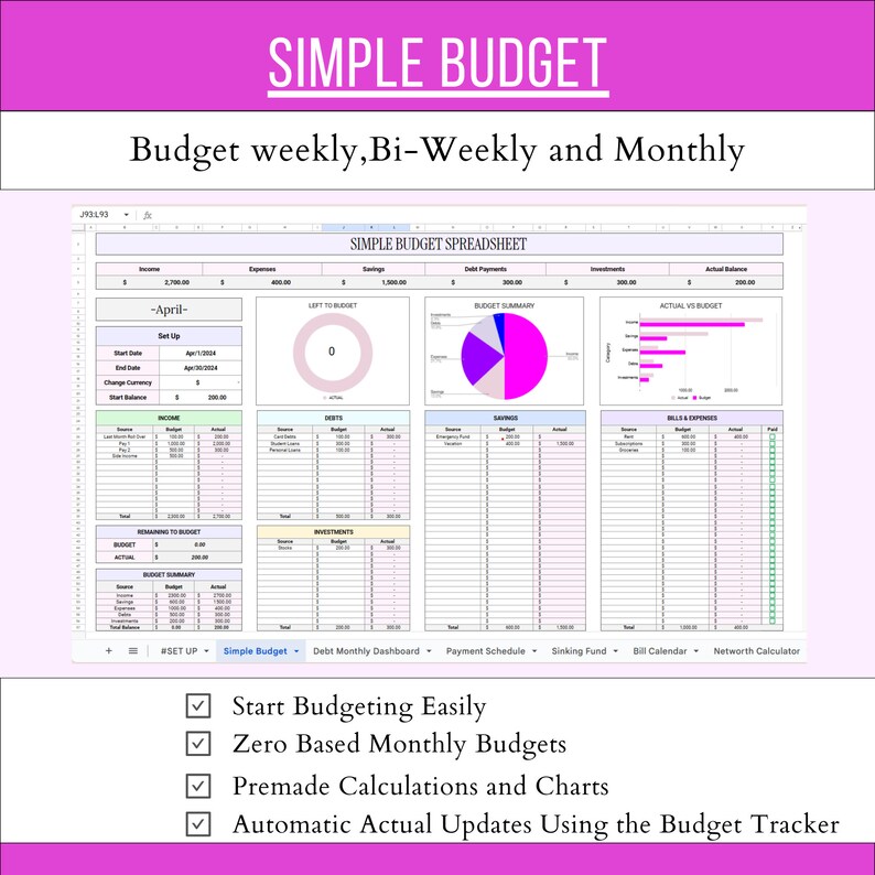 Ultimate Budget Spreadsheet-monthly Weekly Biweekly-debt Snowball ...