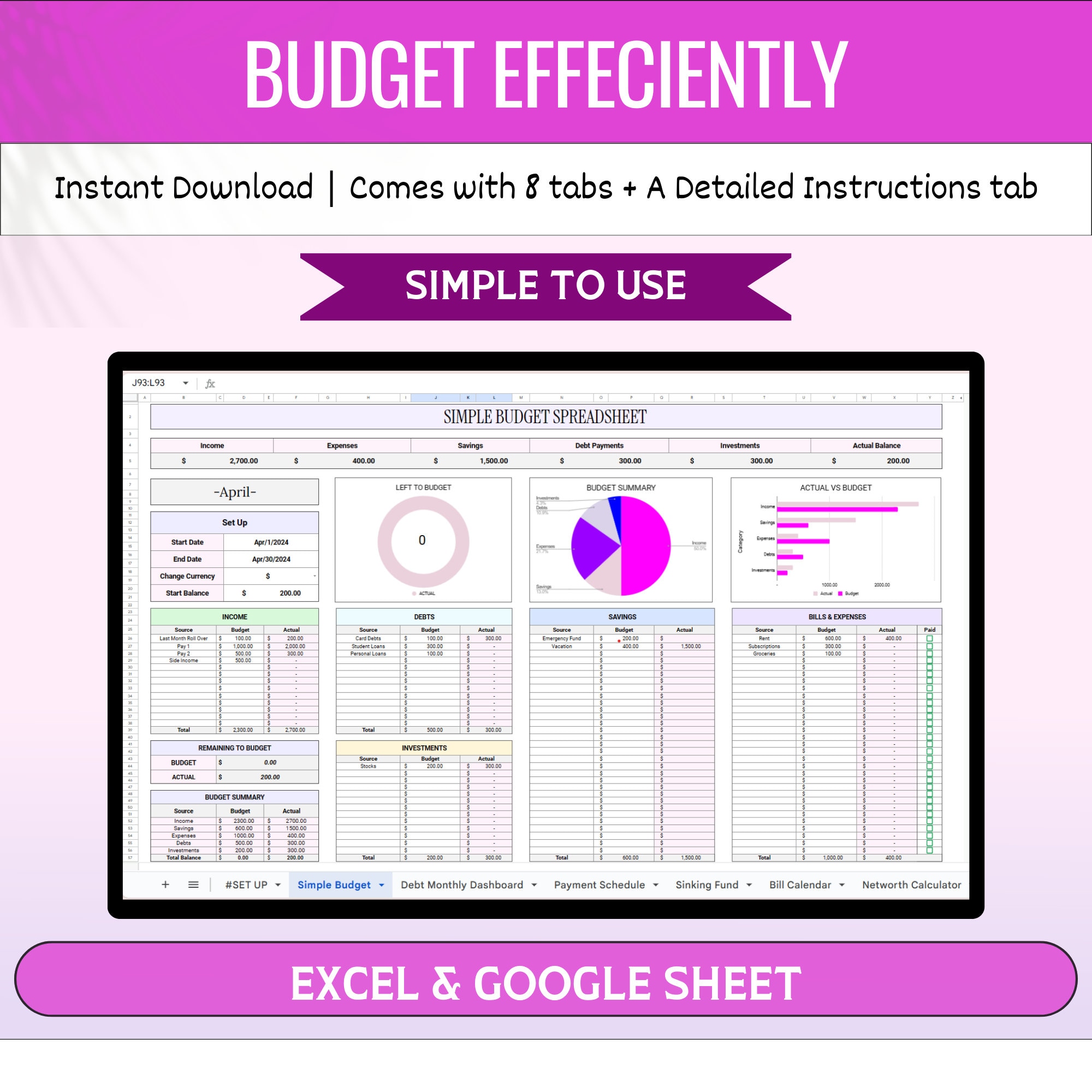 Ultimate Budget Spreadsheet-monthly Weekly Biweekly-debt Snowball ...