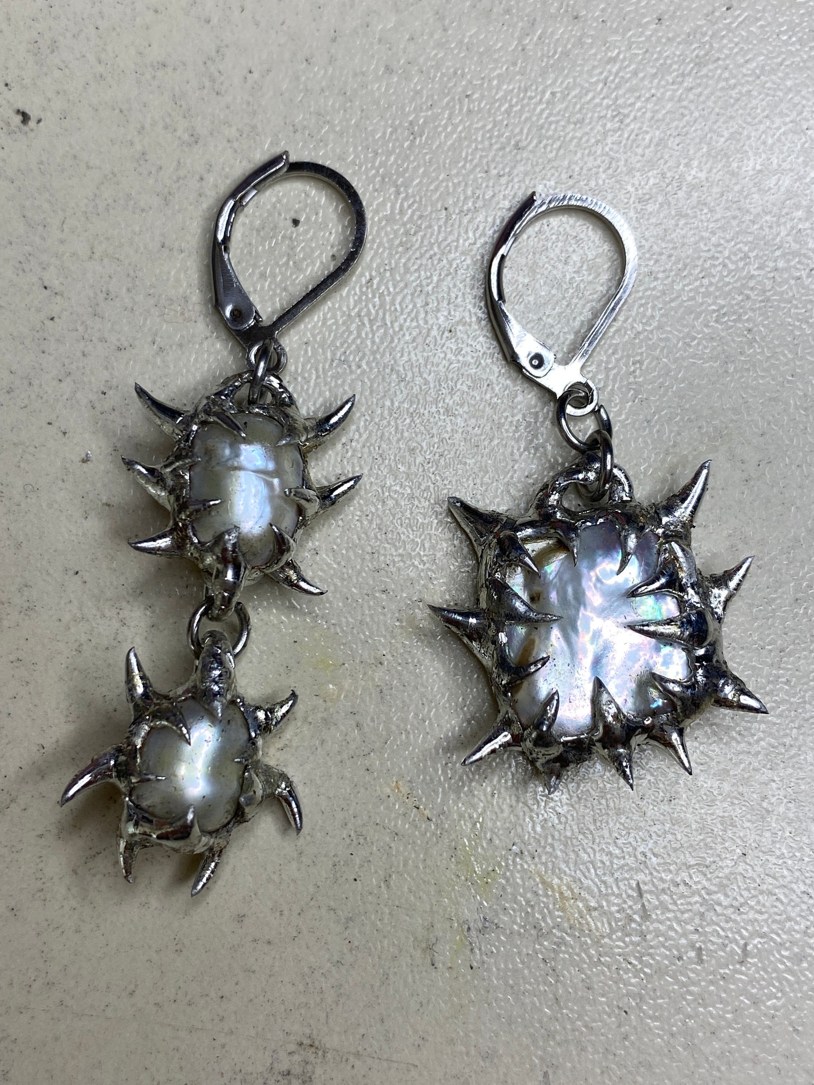 Spiky Pearl Earrings Solderin Jewelry - Etsy