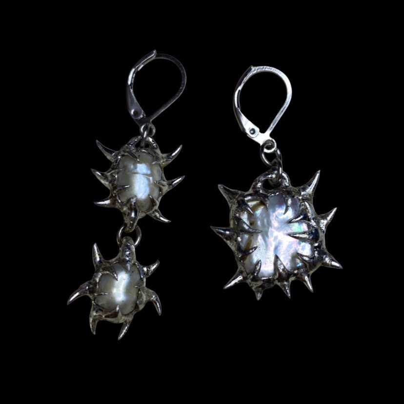Spiky Pearl Earrings Solderin Jewelry - Etsy