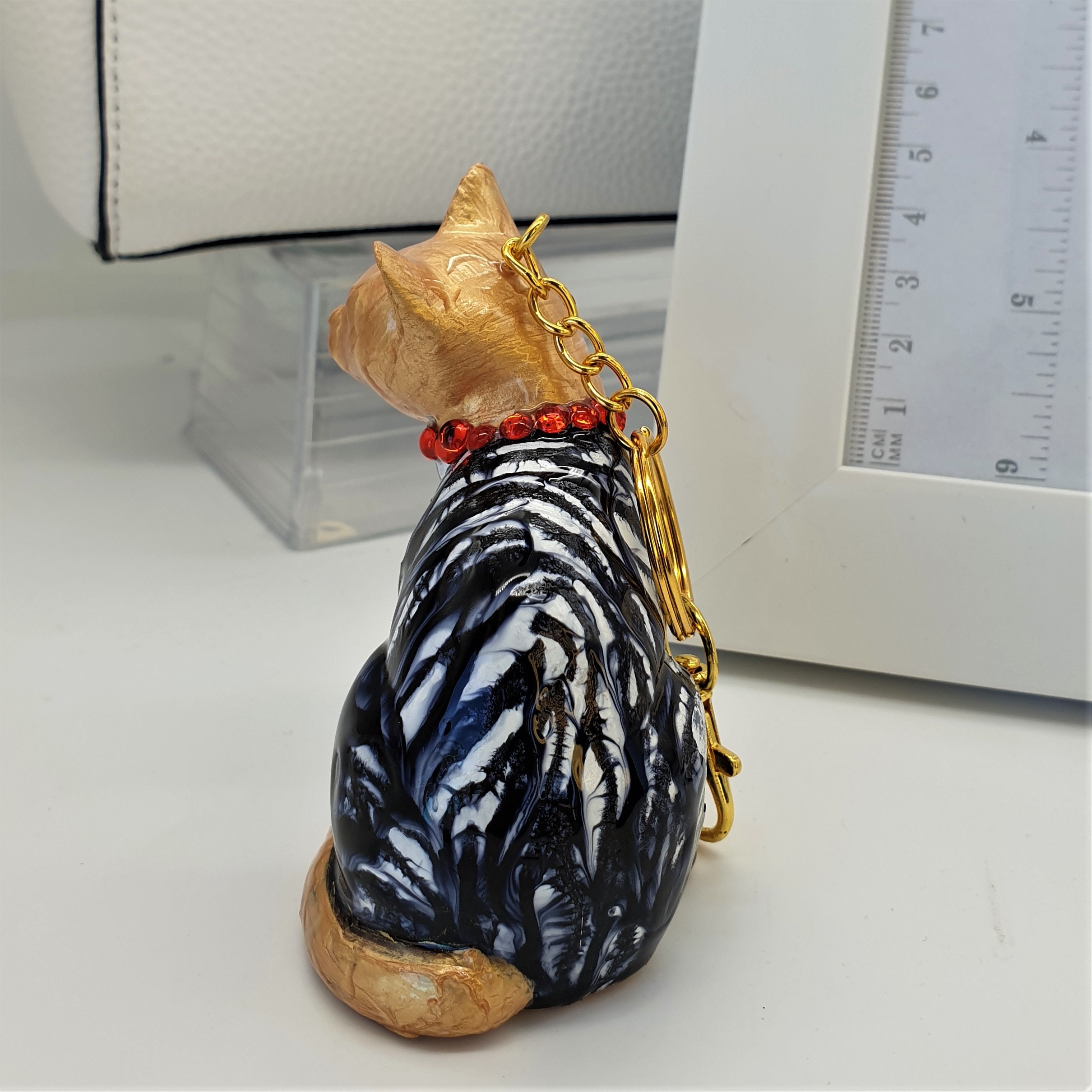 Black & White Cat Gold Leaf Hand Painted Rhinestone - Etsy