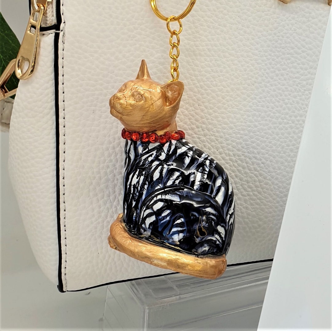 Black & White Cat Gold Leaf Hand Painted Rhinestone - Etsy
