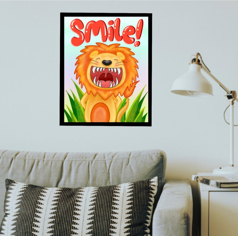 DIGITAL DOWNLOAD Smile Lion Poster for Kids Room Classroom - Etsy