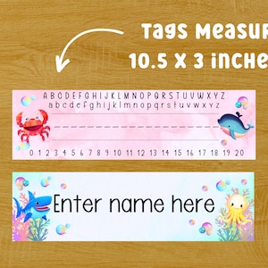 Under the Sea Classroom Decor, Ocean Theme Class, Canva Name Tag, Desk ...