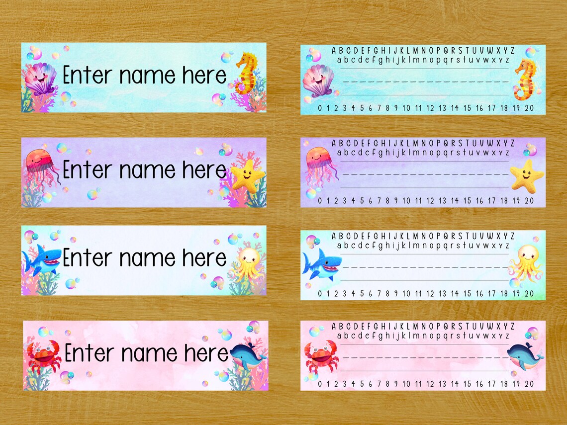 Under the Sea Classroom Decor, Ocean Theme Class, Canva Name Tag, Desk ...