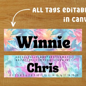 Editable Name Tags for School, Groovy Classroom Decor, Tie Dye ...
