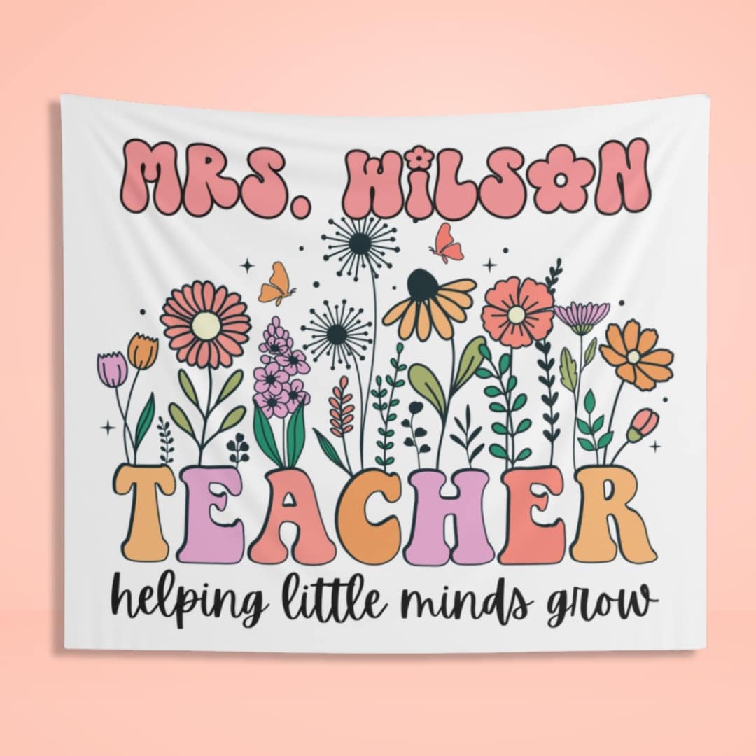Teachers Name Banner, Groovy Classroom Decor, Gift for Teacher, Teacher ...