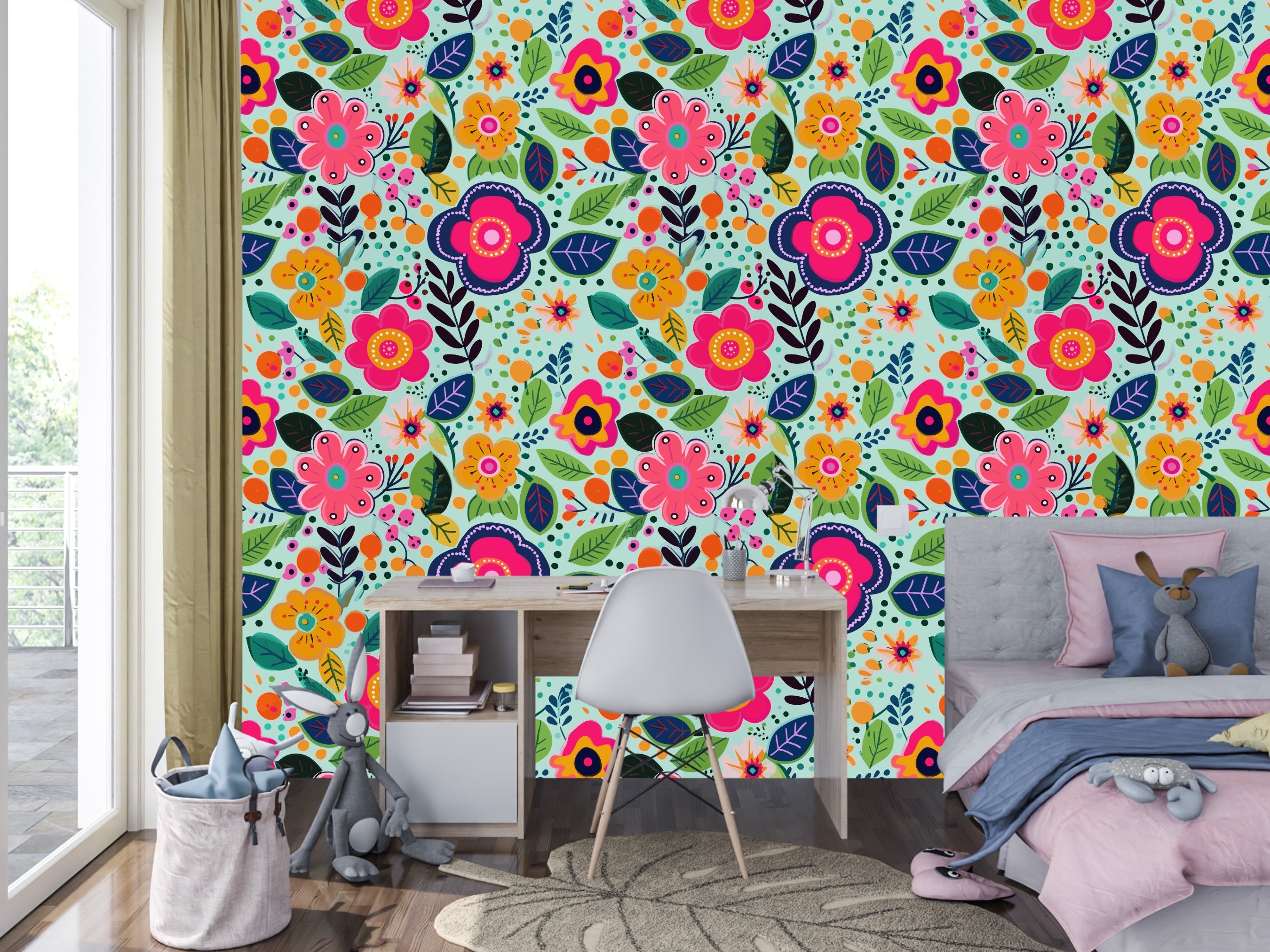 Colorful Floral Wallpaper, Bright Floral Wallpaper, Bright Floral ...