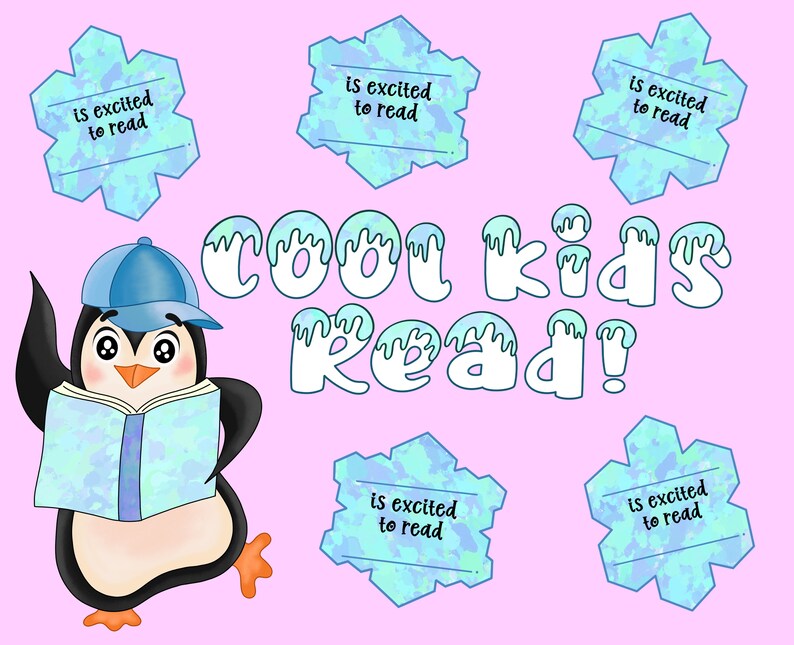 Reading Bulletin Board Kit, Cool Kids Read Printable, Winter Bulletin ...