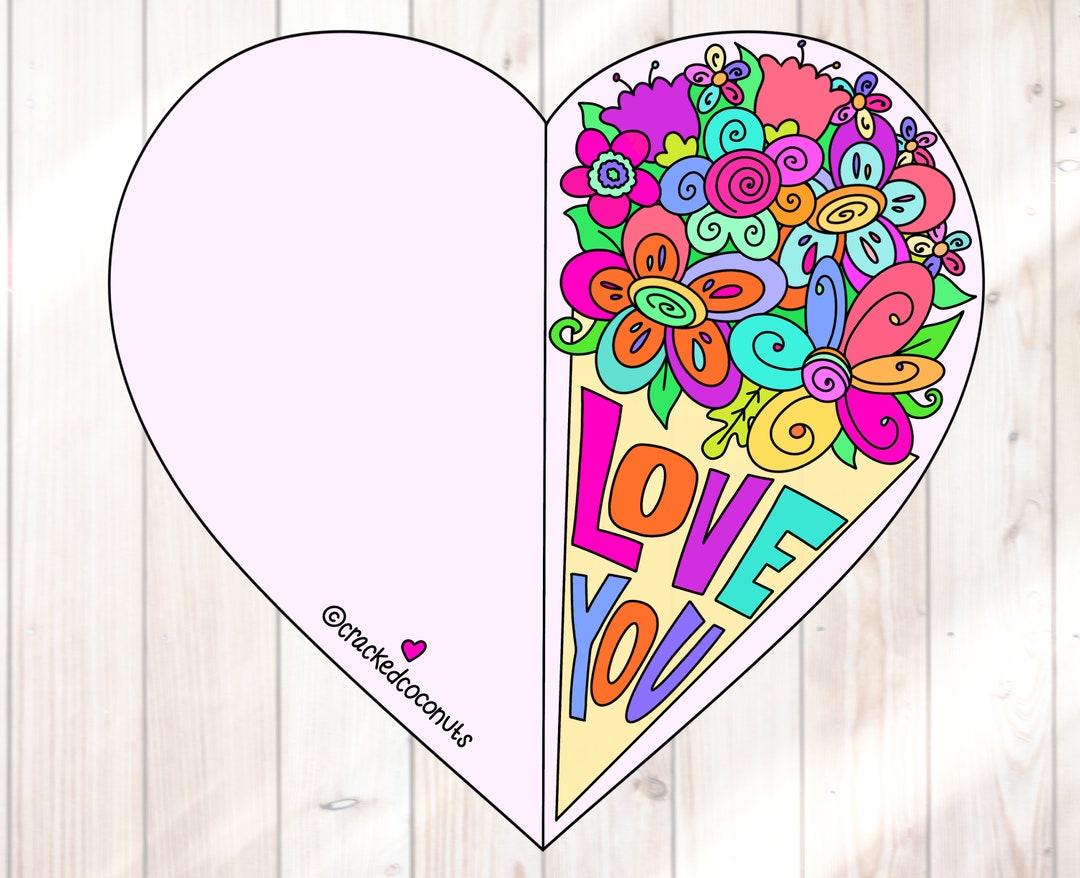 Printable Love Cards, Heart Bouquet, Valentines Day Card Printable Kids ...