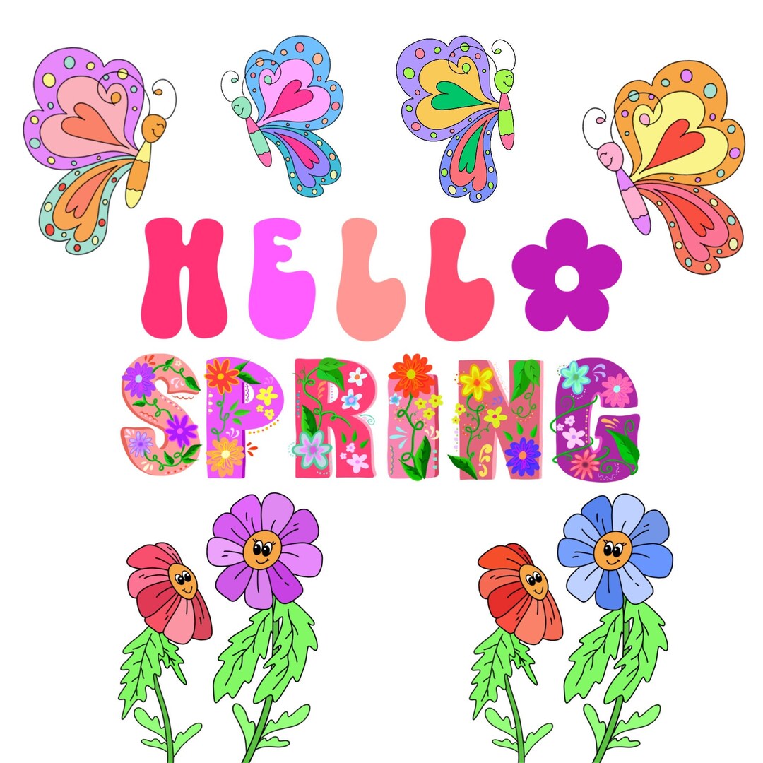 Spring Bulletin Board Printable, Hello Spring Sign, Spring Bulletin ...