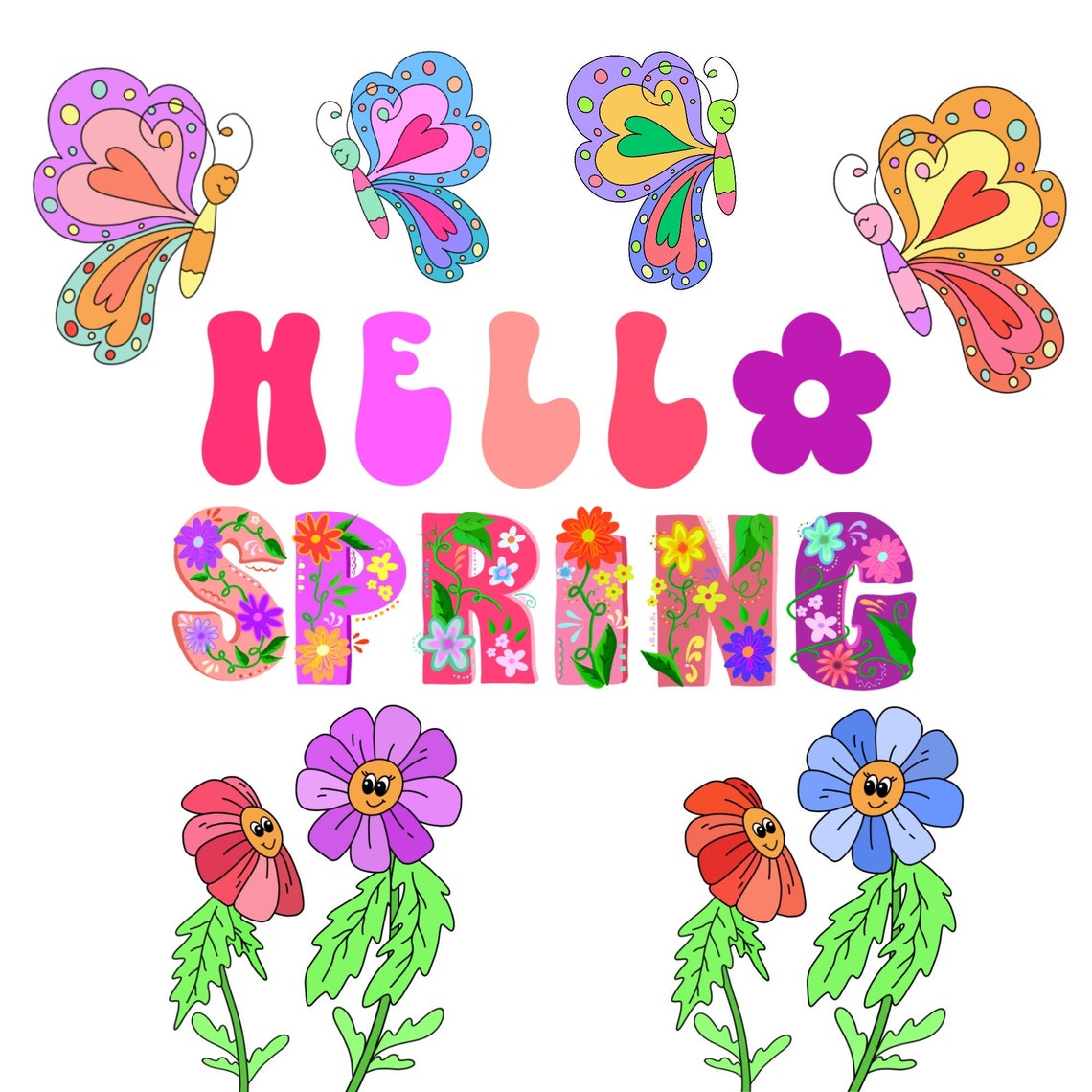 Spring Bulletin Board Printable, Hello Spring Sign, Spring Bulletin ...