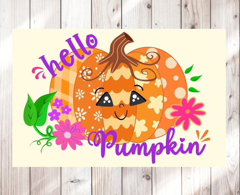 Digital Download, Hello Pumpkin Printable Decor, Front Door Bulletin ...