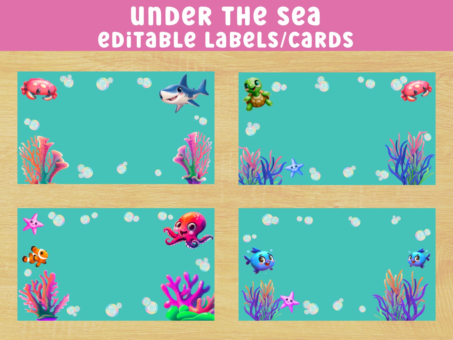 Under the Sea Labels, Ocean Themed Party Favors, Ocean Thank You Tag ...