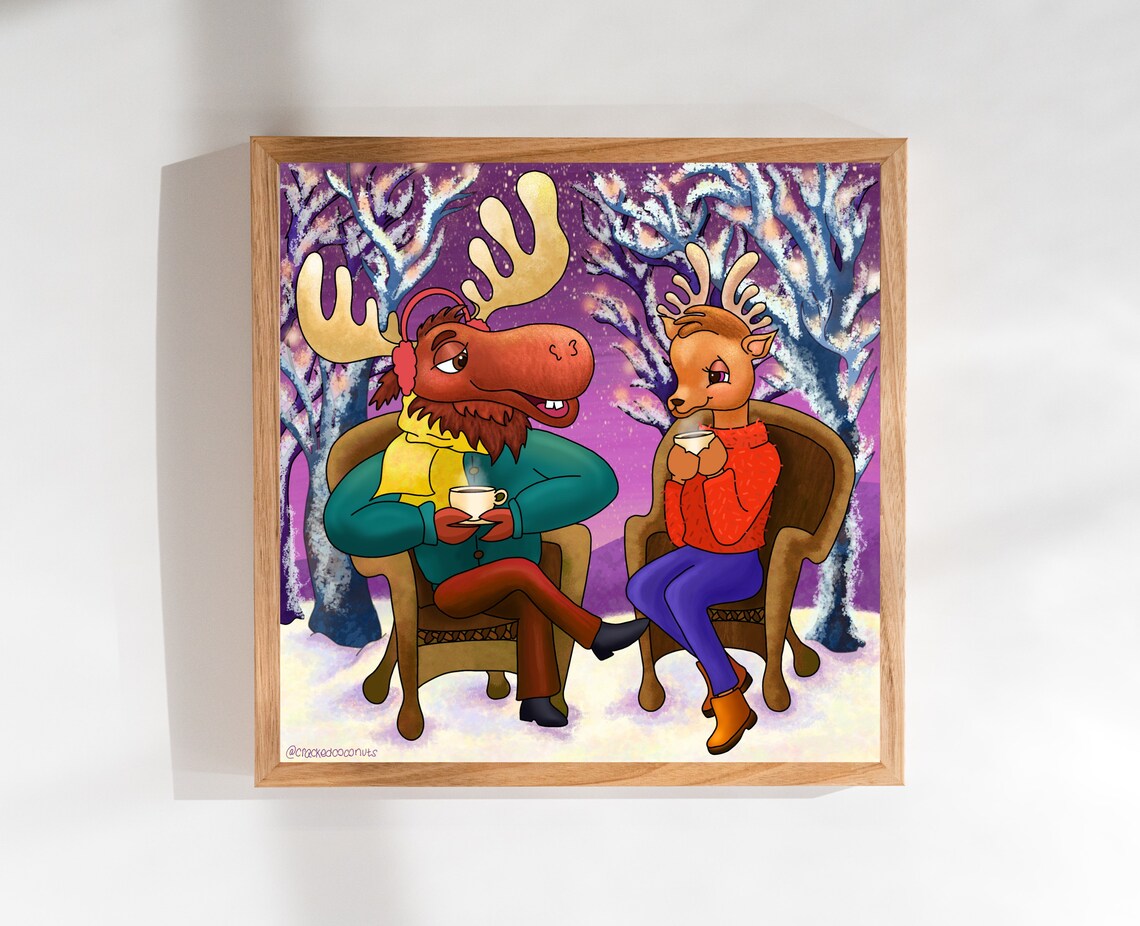 Printable Winter Wall Art Moose Wall Art Cute Winter - Etsy