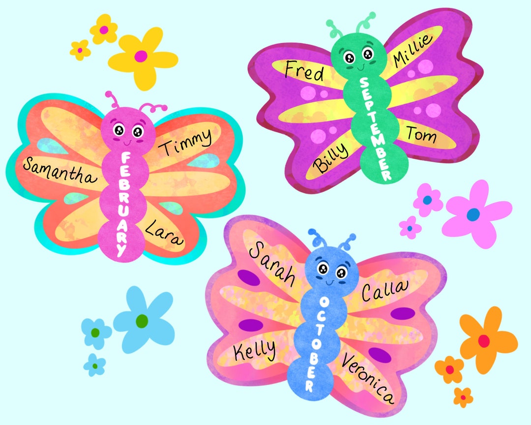 Butterfly Birthday Display, Printable Classroom Birthday Chart ...