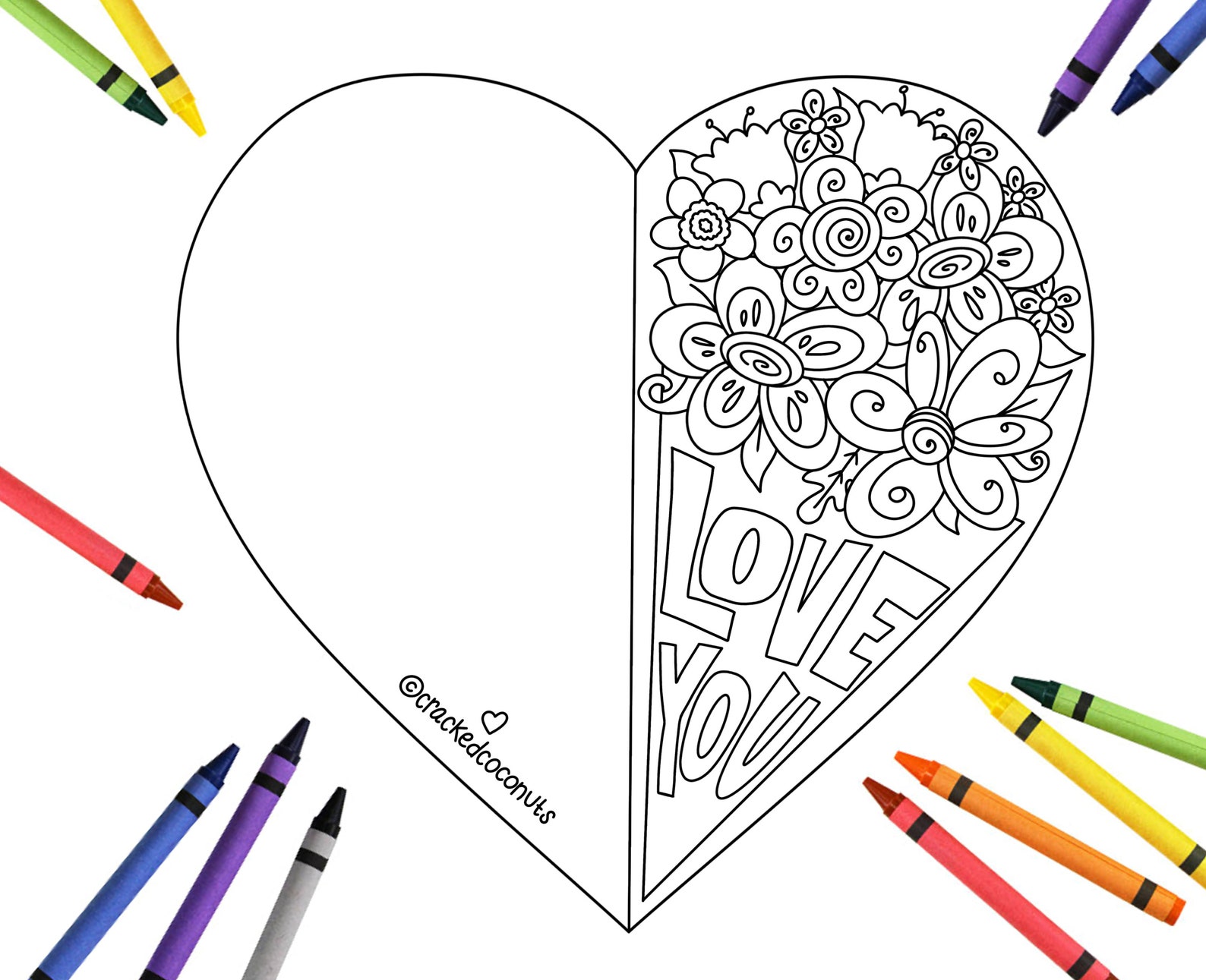 Coloring Cards for Kids, Coloring Cards for Valentines Day, Heart ...