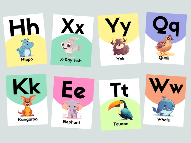 Classroom Alphabet Posters, Printable Alphabet Bulletin Board, Animal ...