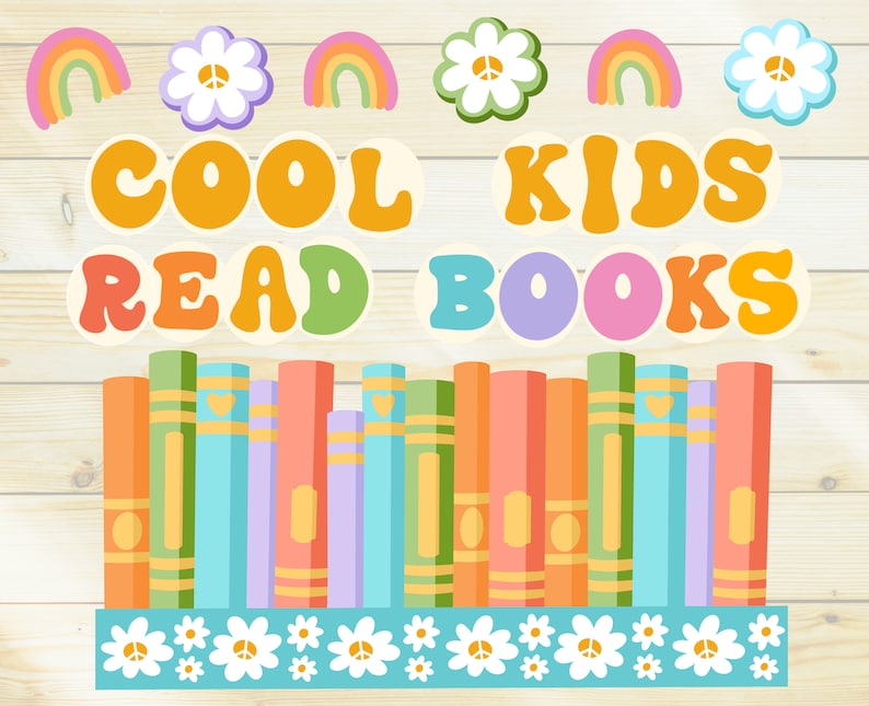 Reading Bulletin Board Kit Rainbow Pastel Class Decor - Etsy