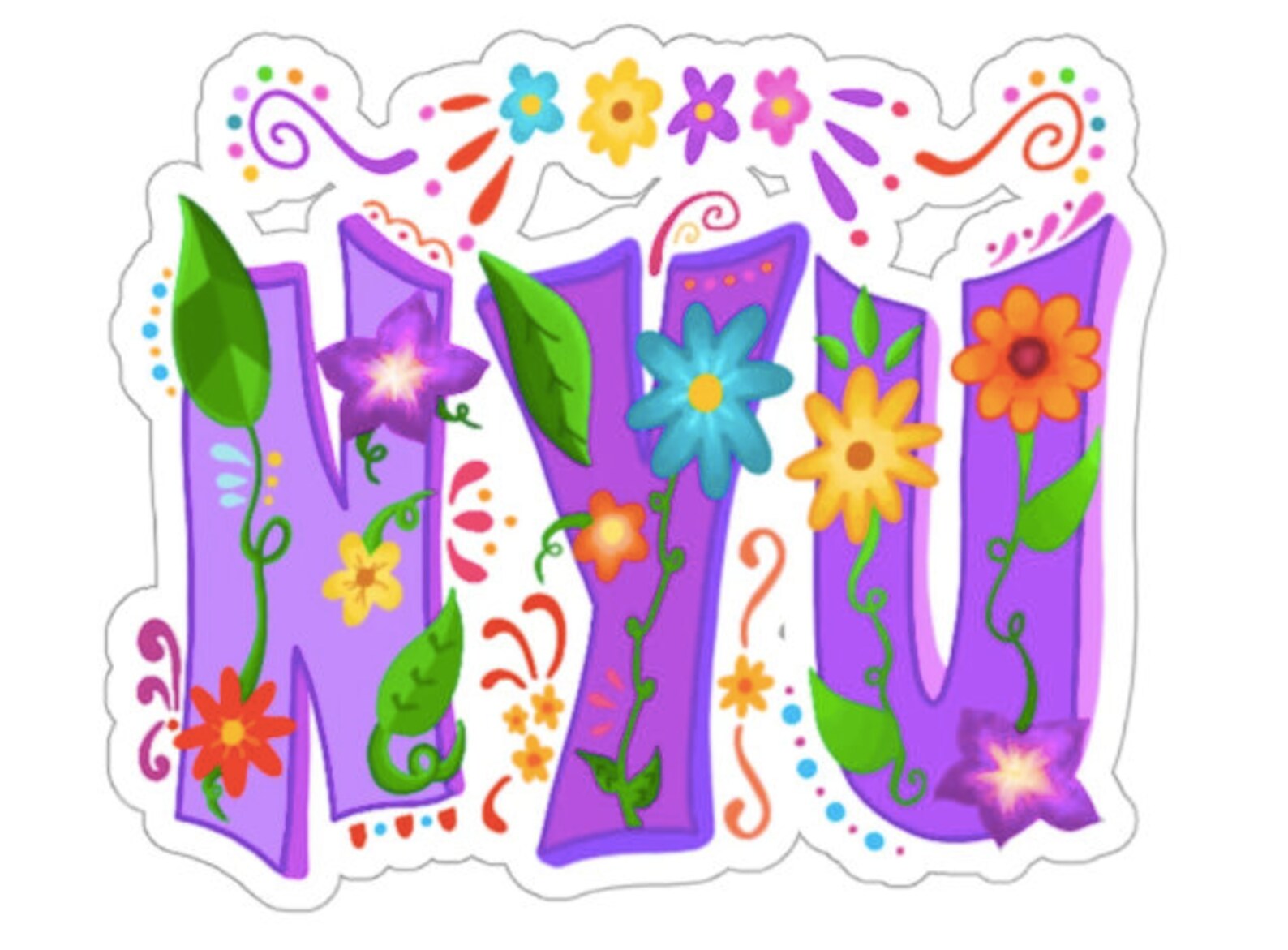 NYU Colorful Floral Sticker With Violets Nyu Sticker New - Etsy