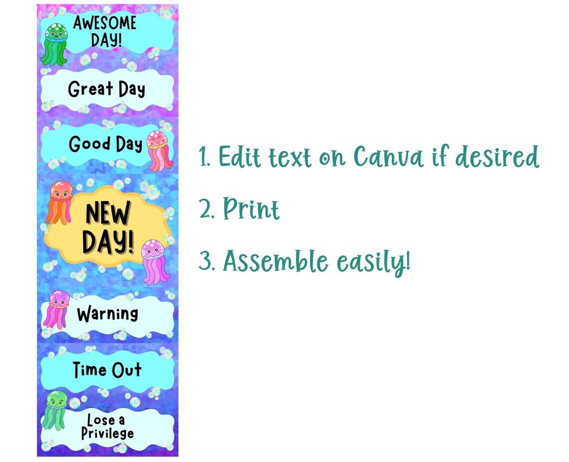 Classroom Behavior Chart, Printable Behavior Chart for Kids, Under the ...